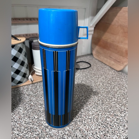 Thermos | Kitchen | Vintage Thermos Blue And Black Striped Design ...